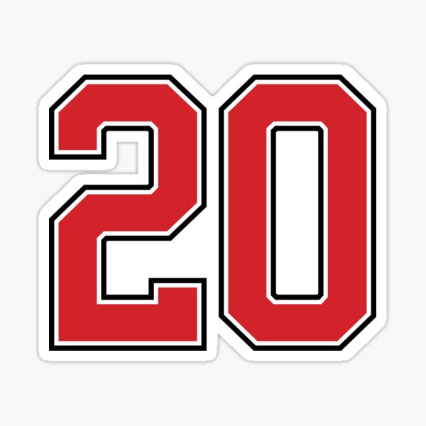 "Sports Number 20, red black color lucky sport twenty" Sticker for Sale ...