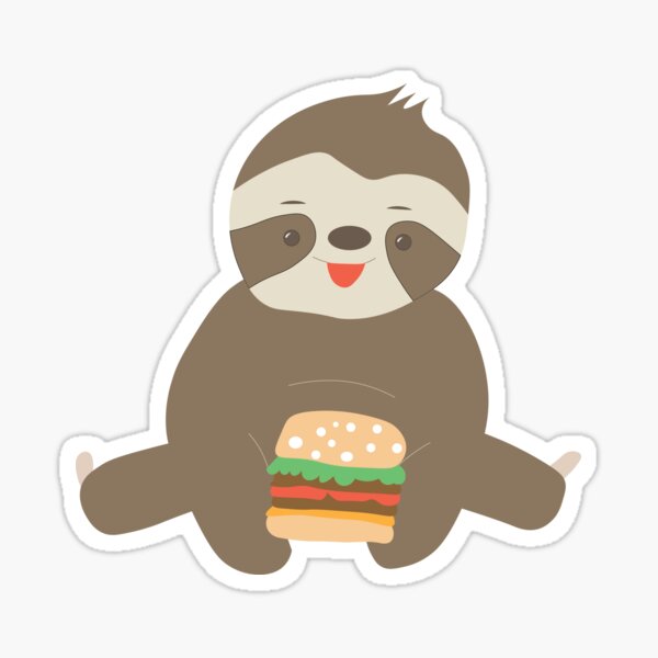 "Smiling sloth eating burger design" Sticker by perfecthideout | Redbubble