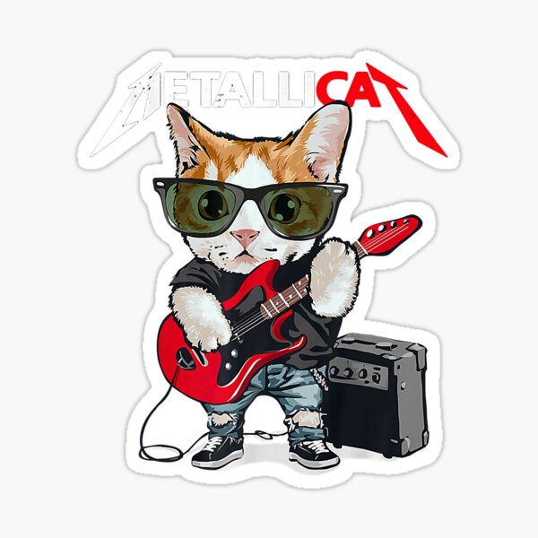 "Metallicat Funny Cat Rock 90s Meow For Music Band Of Friends " Sticker ...