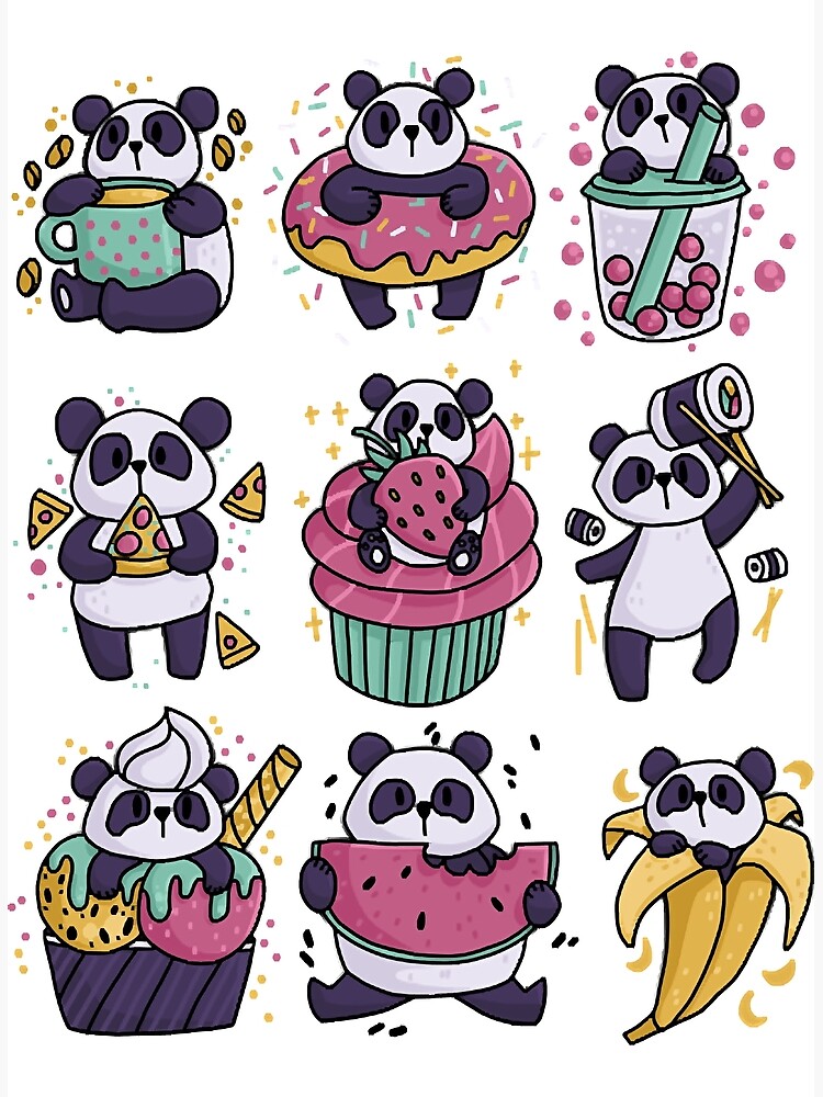"Cute pandas with food chibi kawaii " Poster for Sale by khang1998 ...