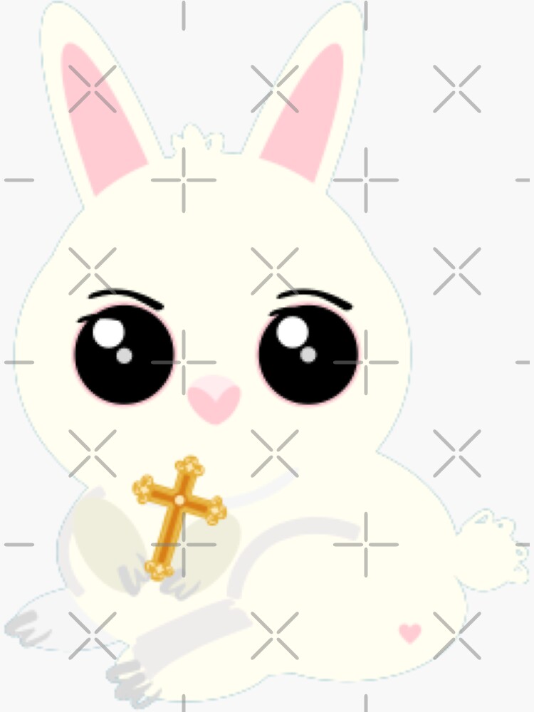 "Beanie Rabbit and Cross" Sticker by HuiArt | Redbubble