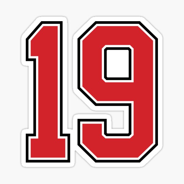 "Sports Number 19, red black color lucky sport nineteen" Sticker for ...