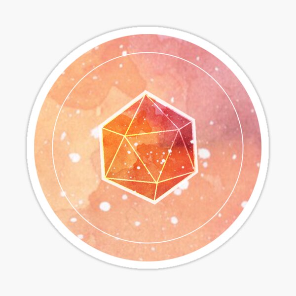"Orange and Red Galaxy Star D20." Sticker by Charlotte-Regan | Redbubble