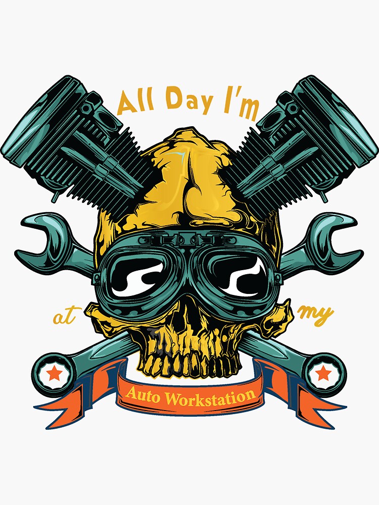 "Skull Machine" Sticker by Monolands | Redbubble