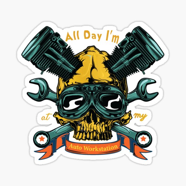 "Skull Machine" Sticker by Monolands | Redbubble