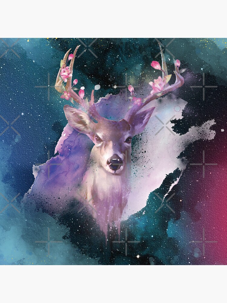 "Watercolor flower deer element Essential T-shirts Accessories" Sticker ...