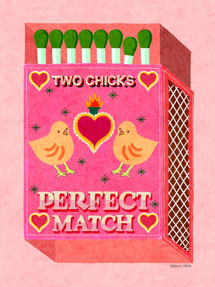 "2 Chicks Perfect Match Vintage Matchbox Light Pink Palette" Sticker ...