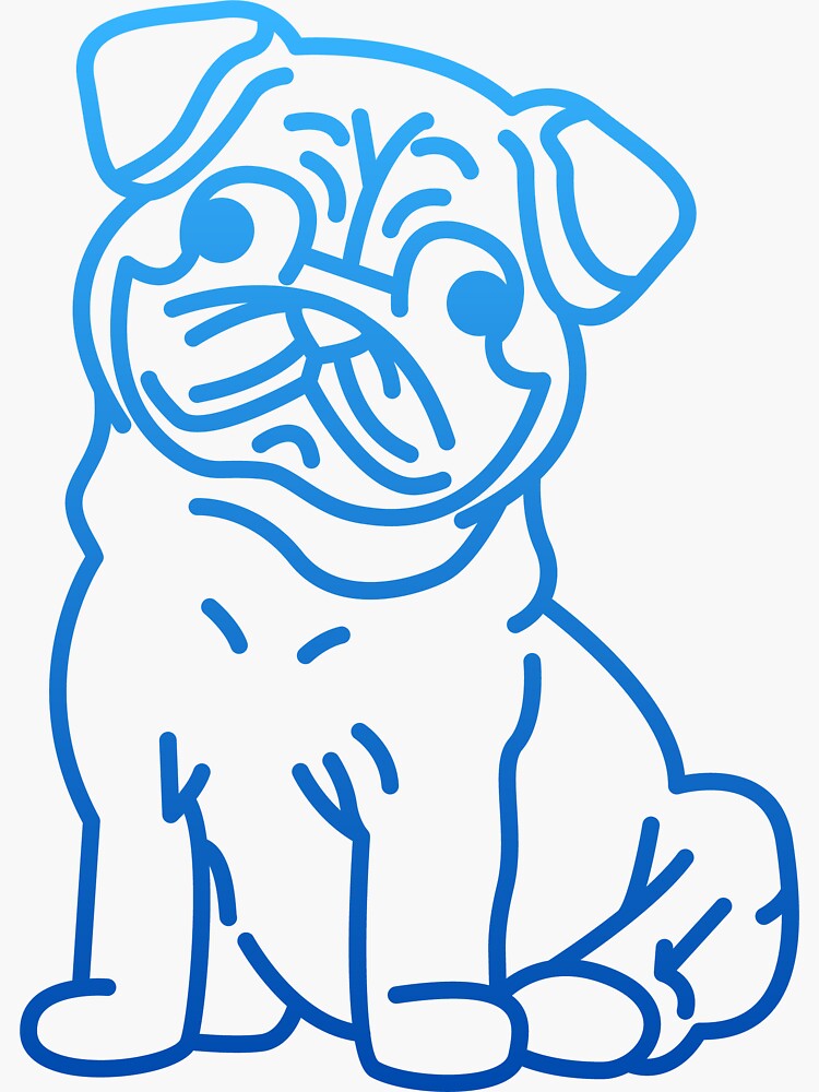 "Cute pug colored outline - Blue" Sticker for Sale by memorypoise ...