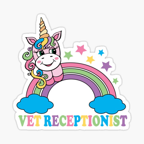 "Vet receptionist cute colorful rainbow unicorn" Sticker by ...