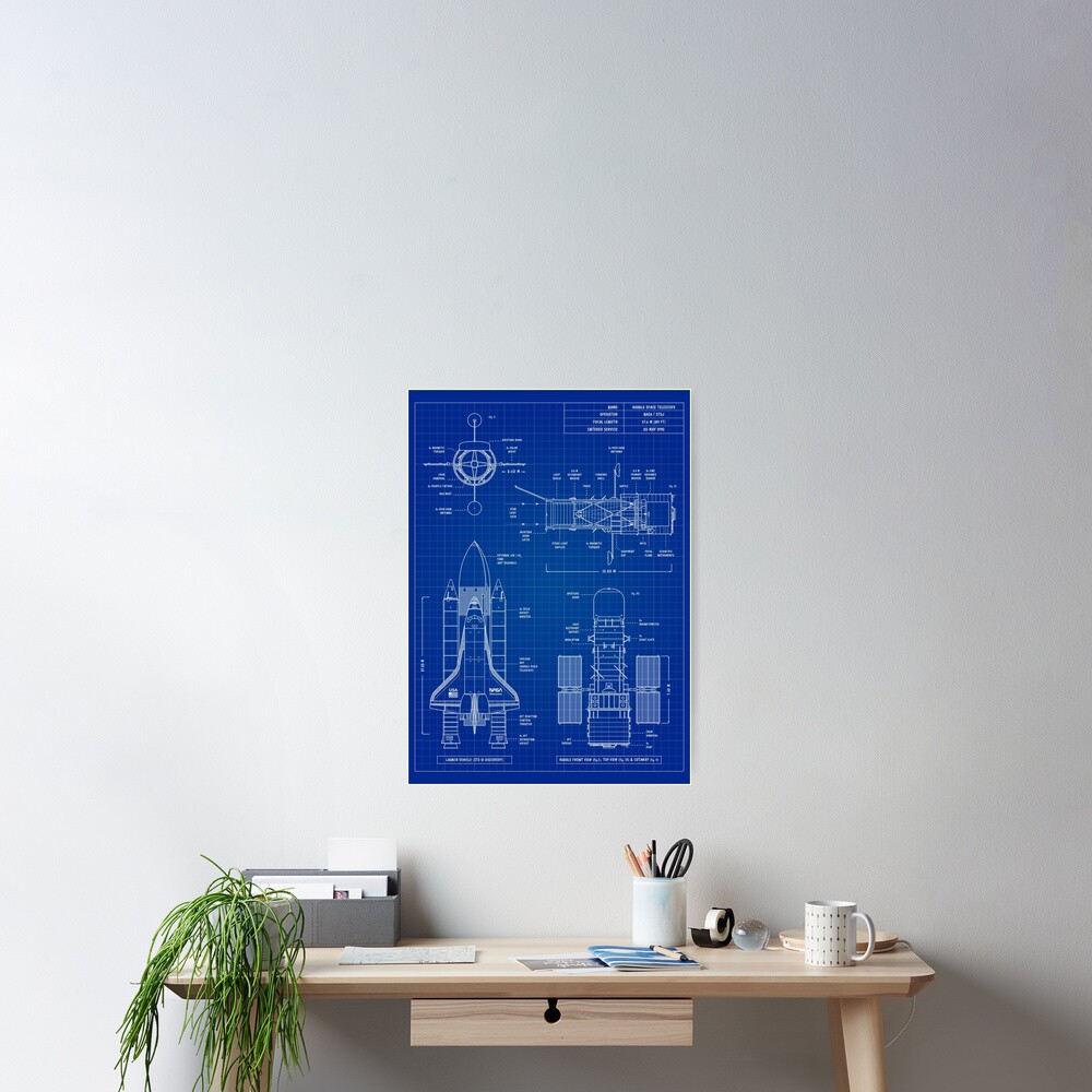 "Hubble Space Telescope (Blueprint. Vertical)" Poster for Sale by ...