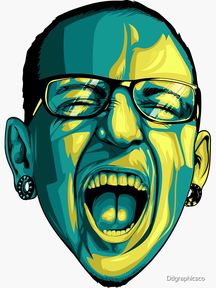 "Chester Bennington-Vector Portrait" Sticker by Ddgraphicsco | Redbubble