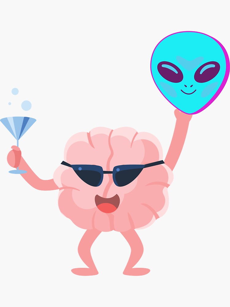 "Brain-Mechanic Alien Bust" Sticker by Brain-Mechanic | Redbubble