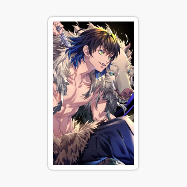 "illustrative image of inosuke from the anime demon slayer" Sticker by ...