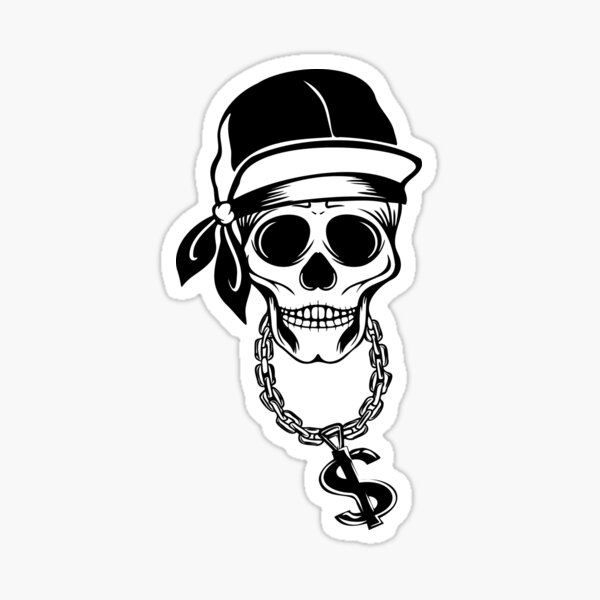 "Skull with bandana and cap. rapper cool skull " Sticker by piikcoro ...
