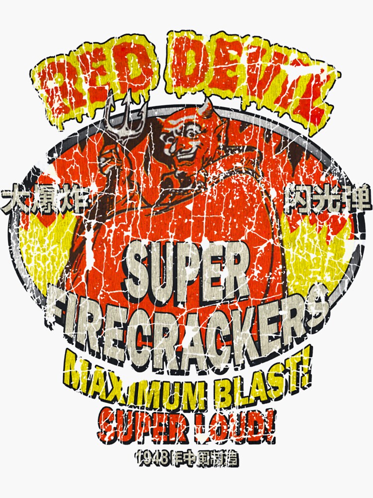 "Red Devil Super Firecrackers 1948 Vintage" Sticker by AftonMann ...