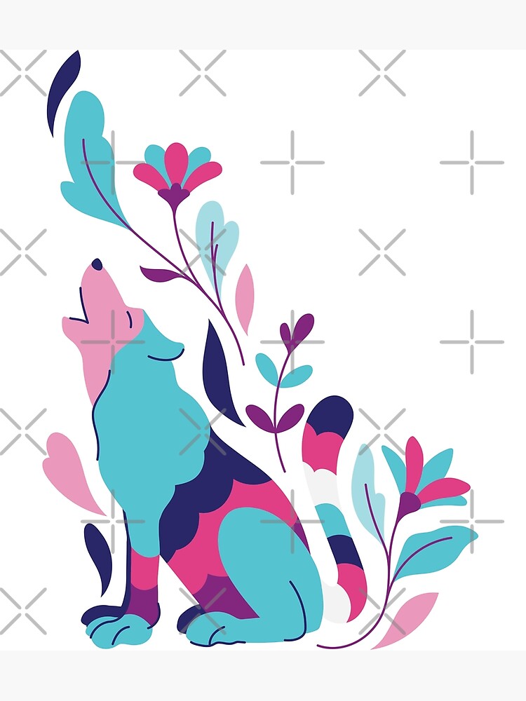 "Wolf flower " Poster for Sale by Vaglestyle | Redbubble