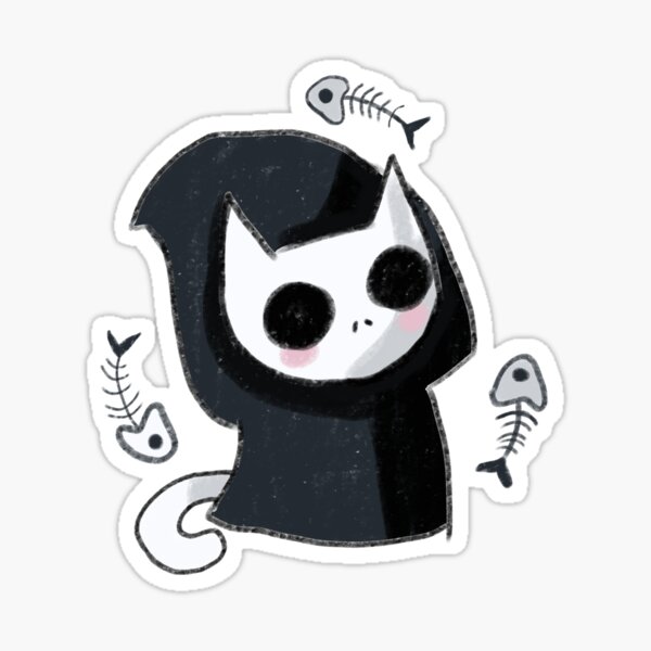 "Cute grim reaper cat with fish" Sticker for Sale by Mayarart | Redbubble