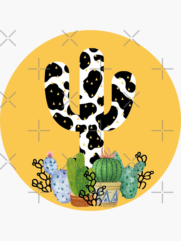 "Cow Print Cactus Graphic Art! " Sticker by FreckledFoxCo | Redbubble