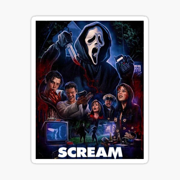 "The scream movie poster" Sticker by stevensmaya | Redbubble