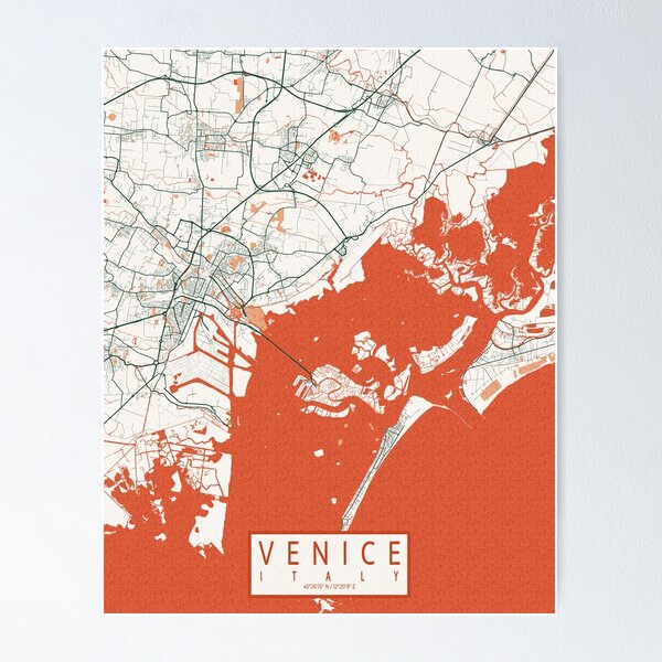 "Venice City Map of Veneto, Italy - Bohemian" Poster for Sale by deMAP ...
