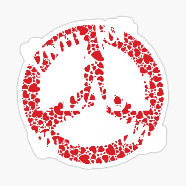 "PRAYING FOR PEACE RED HEART PEACE SYMBOL DESIGN" Sticker by ...