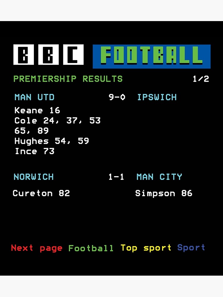 "Teletext Football Soccer 90s Nostalgia Man Utd Sticker" Poster for ...
