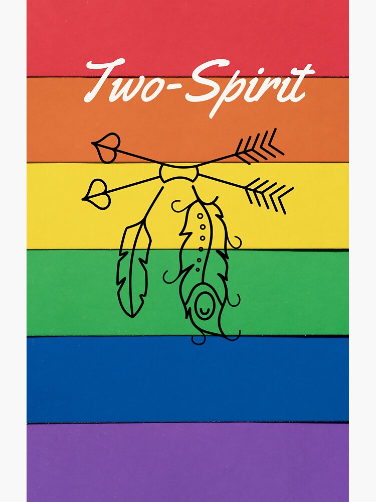 "Two-spirit Pride shirt with feathers and arrows" Sticker for Sale by ...