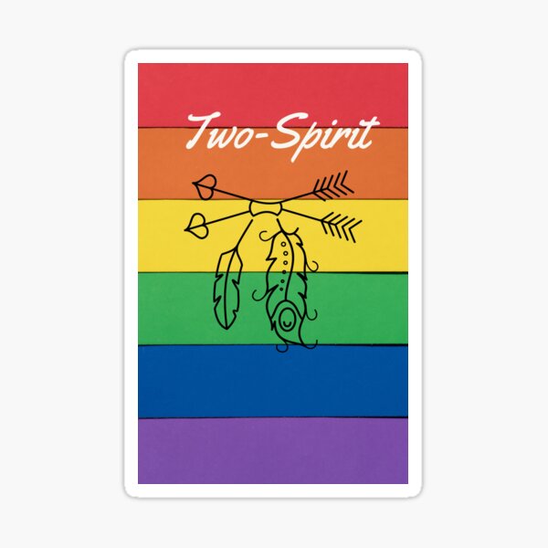 "Two-spirit Pride shirt with feathers and arrows" Sticker for Sale by ...