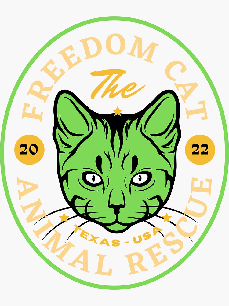 "The Freedom Cat Animal Rescue" Sticker by lovromamic | Redbubble