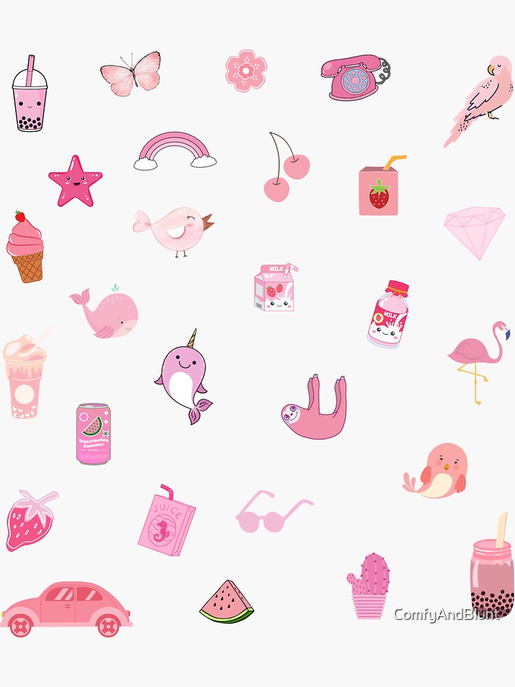 "Pink summer aesthetic " Sticker by ComfyAndBlunt | Redbubble