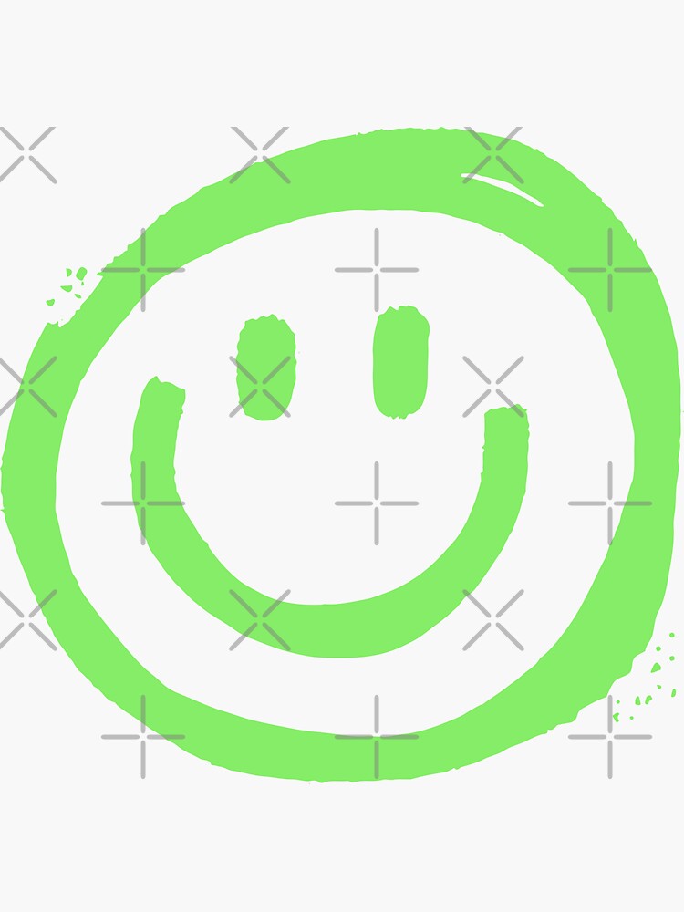 "Lime Green Smiley Face Graphic Art! " Sticker by FreckledFoxCo | Redbubble