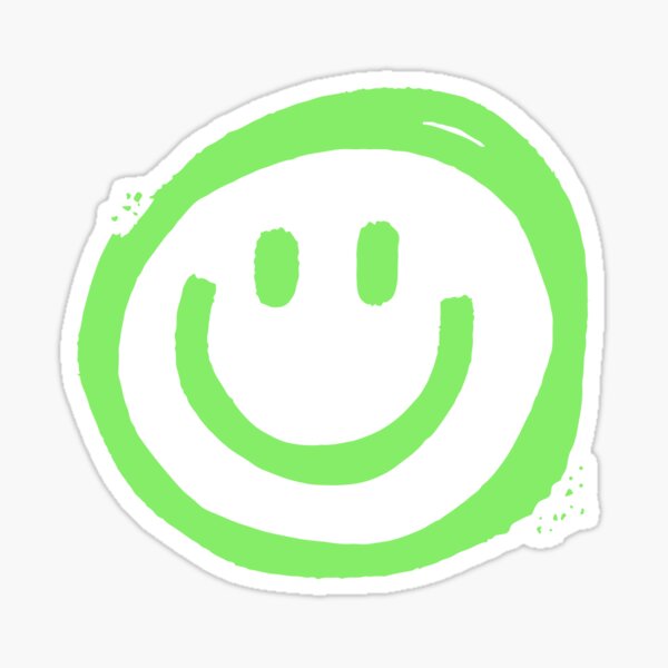 "Lime Green Smiley Face Graphic Art! " Sticker by FreckledFoxCo | Redbubble