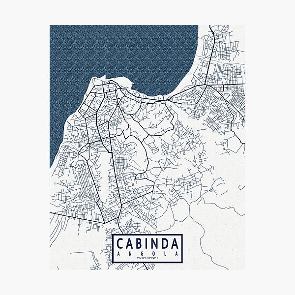 Lámina fotográfica «Mapa de la ciudad de Cabinda de Angola - Costa» de deMAP | Redbubble