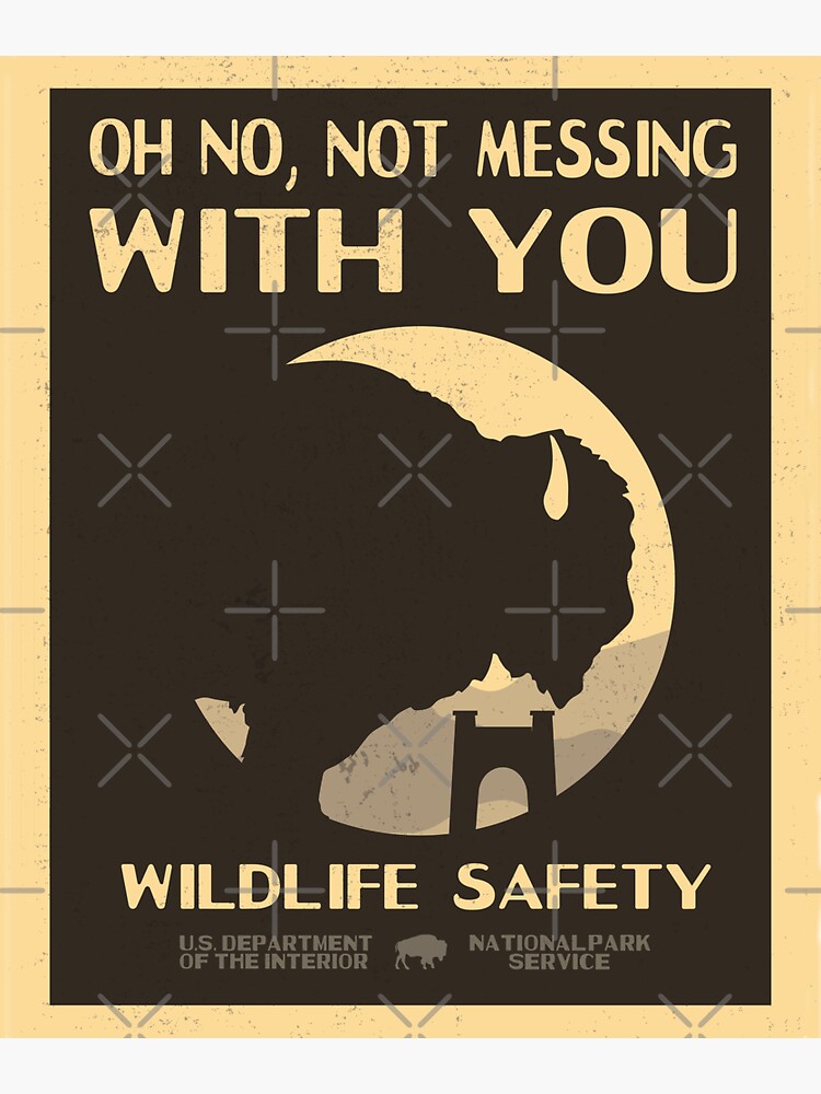 "Wildlife Safety Buffalo Poster" Sticker by blackdogshop | Redbubble