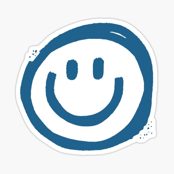 "Navy Blue Smiley Face Graphic Art! " Sticker by FreckledFoxCo | Redbubble