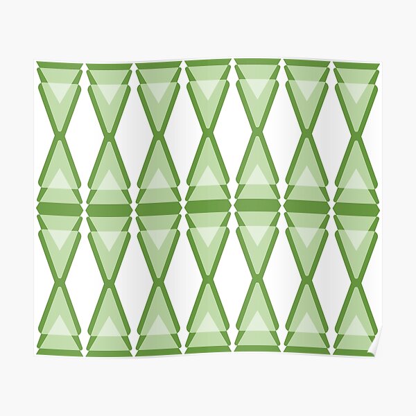 "Rounded Edge Triangles Pattern - Green and White" Poster for Sale by ...