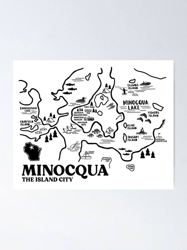 Póster «Mapa de Minocqua» de fiberandgloss | Redbubble