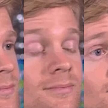 "white guy blinking" Sticker for Sale by Cheesy-Puffs | Redbubble