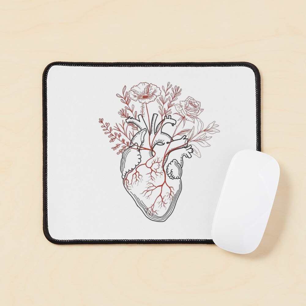 "linear anatomical heart with flowers" Art Print by freya-deco | Redbubble