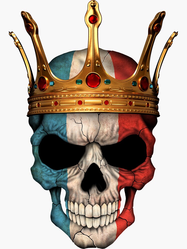 "French Flag Skull with Crown" Sticker by JeffBartels | Redbubble