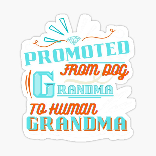 "PROMOTED FROM DOG GRANDMA TO HUMAN GRANDMA" Sticker by JAdotdotDesigns ...
