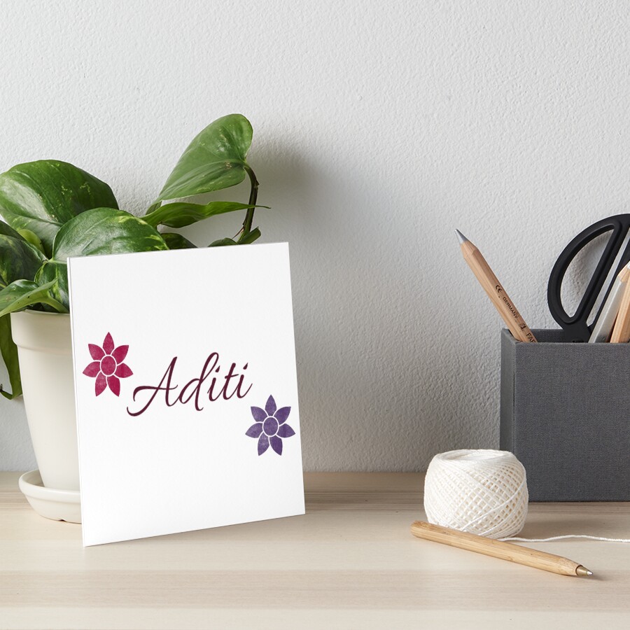 "Aditi Floral Name Calligraphy Design" Art Board Print by SbMb2000 ...