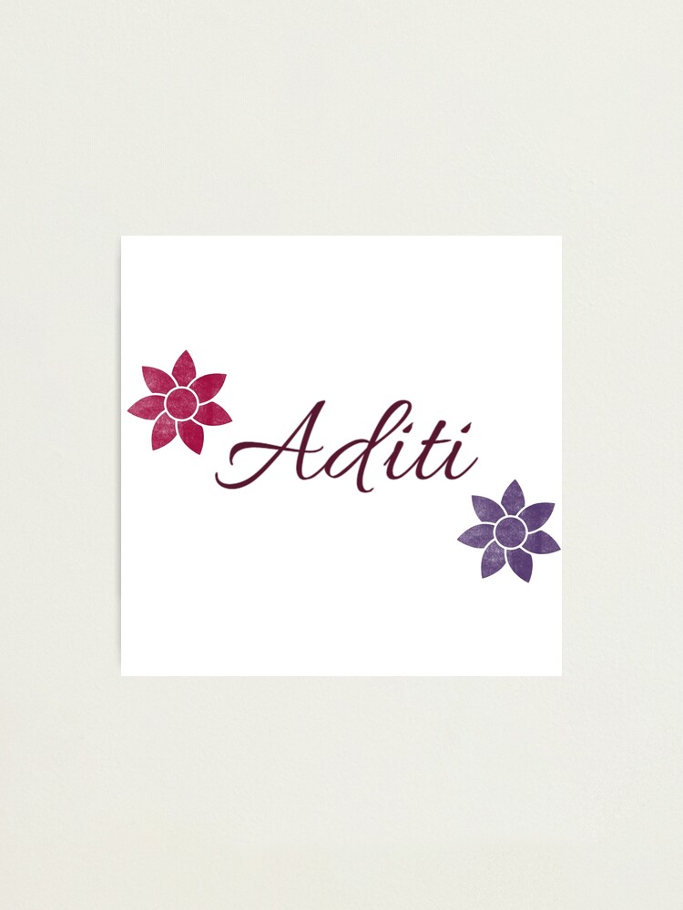 "Aditi Floral Name Calligraphy Design" Photographic Print for Sale by ...