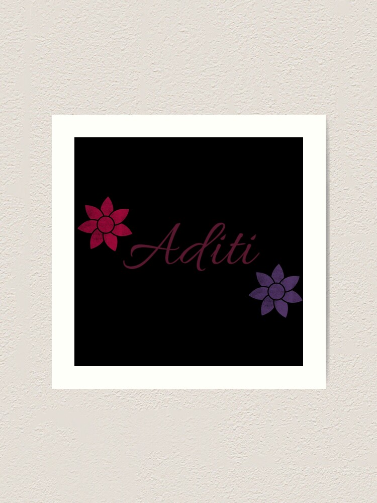 "Aditi Floral Name Calligraphy Design Black Version" Art Print by ...
