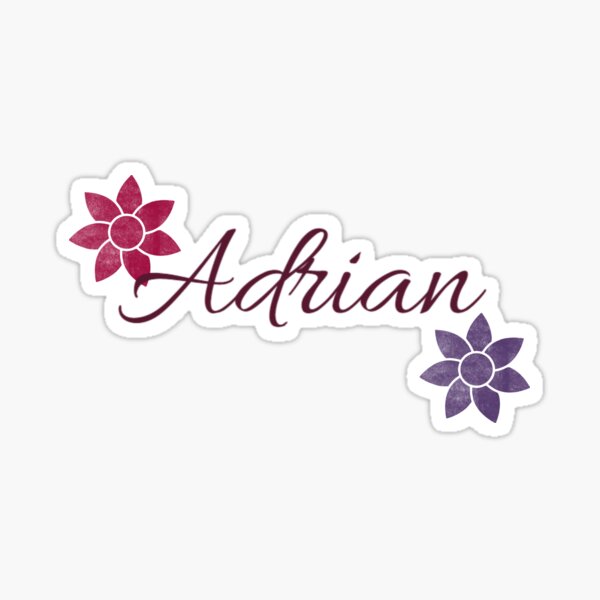 Pegatina «Adrian Nombre floral Diseño de caligrafía Versión en negro ...
