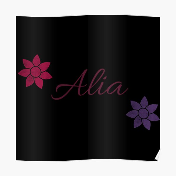 Póster «Alia Nombre floral Diseño de caligrafía Versión en negro» de ...