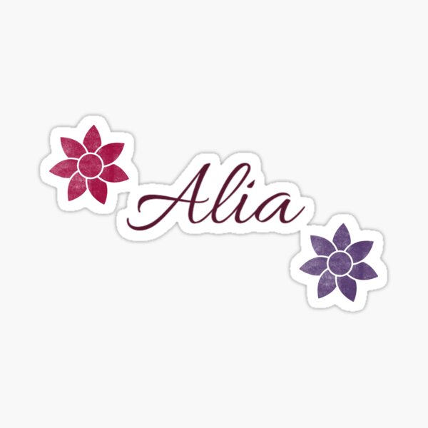 "Alia Floral Name Calligraphy Design" Sticker by SbMb2000 | Redbubble