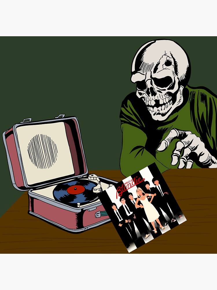 "Skeleton with Record player" Sticker by Vicky-woo | Redbubble