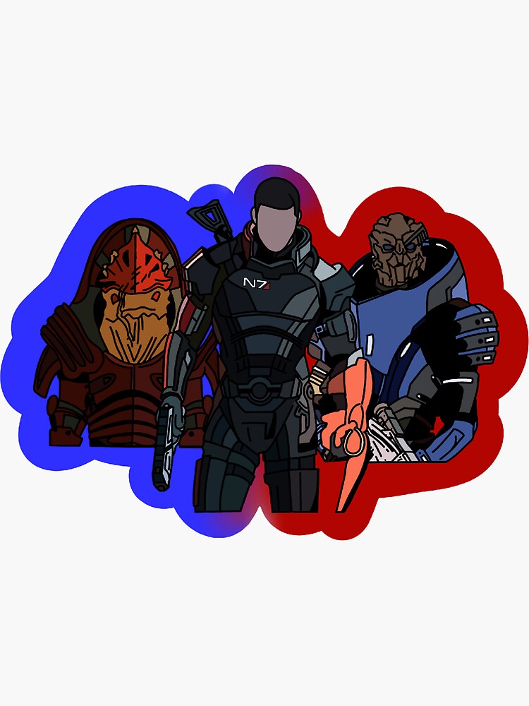 "Wrex Shepard and Garrus" Sticker by Casscreates4 | Redbubble