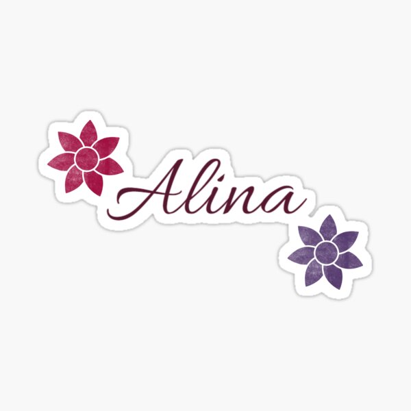 "Alina Floral Name Calligraphy Design Black Version" Sticker by ...
